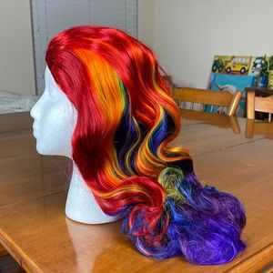 Accessories | Rainbow Multi Color Wig Purple Blue Pink Green Cosplay ...